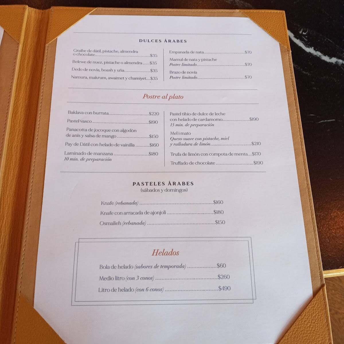 Carta del restaurante Al Andalus, Ciudad del México, Av. Insurgentes ...
