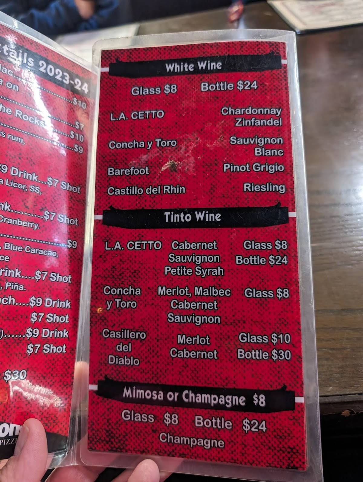 Menu at Al Capone's Seafood and Pizzeria, Puerto Peñasco