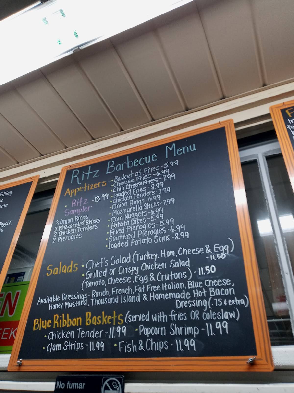 Menu at Ritz Barbecue, Allentown