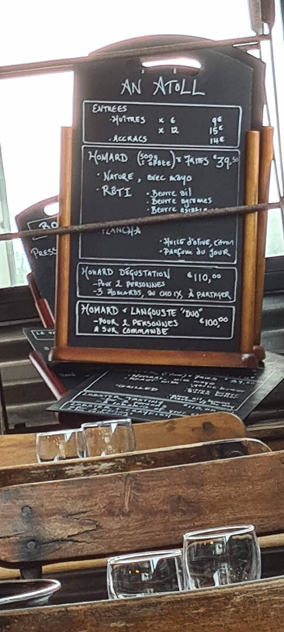 Menu au An Atoll restaurant, Guilvinec