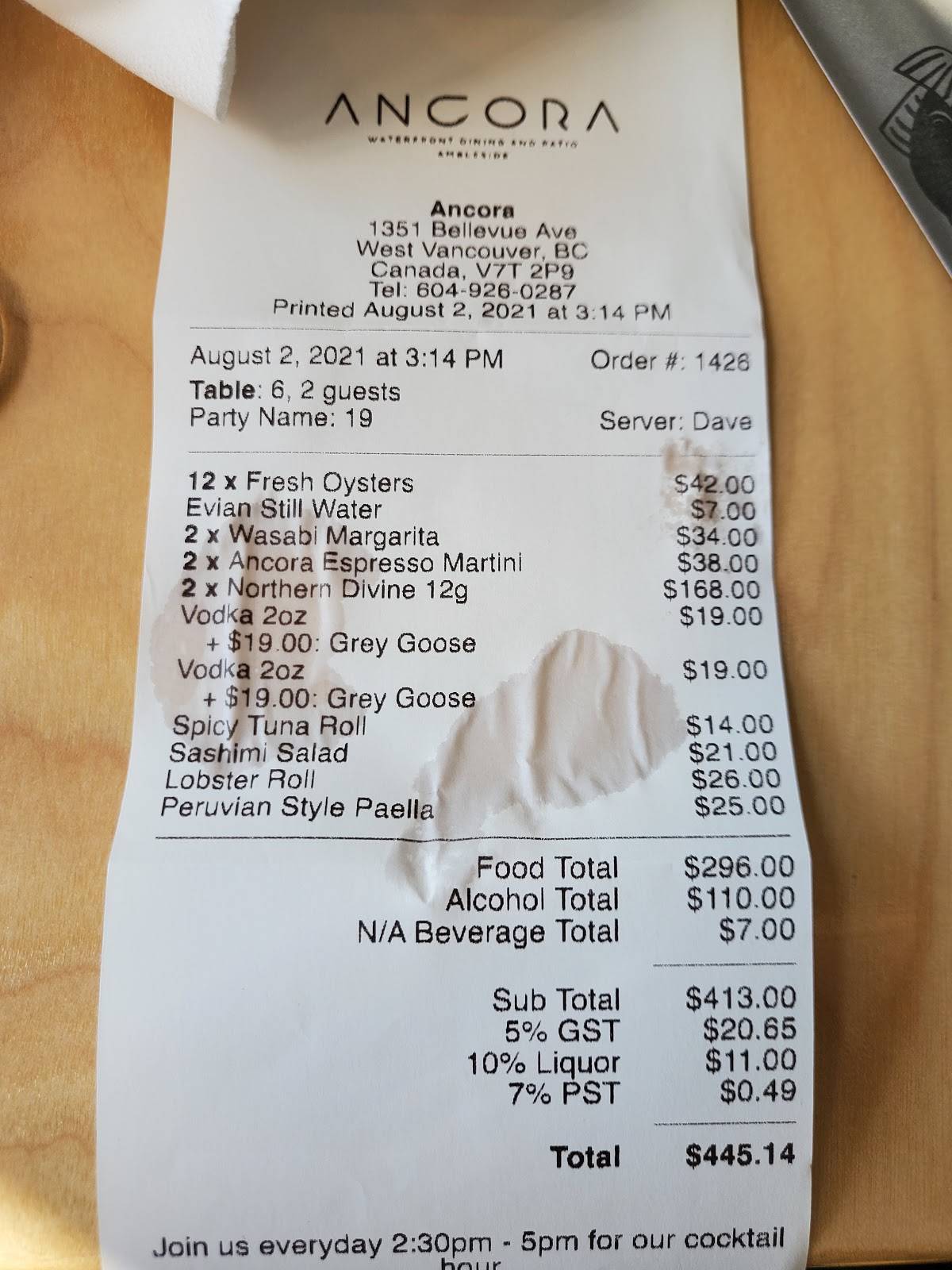 Carta del restaurante Ancora Waterfront Dining and Patio - Ambleside ...