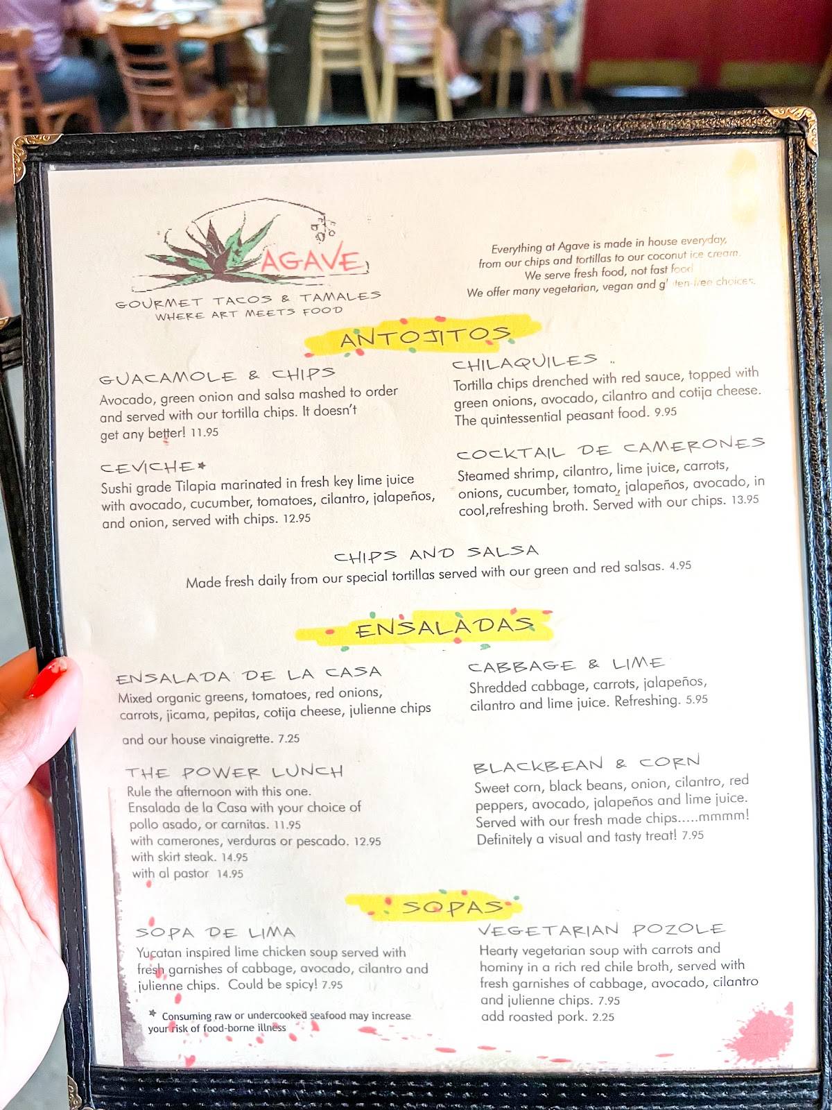 Menu at Agave restaurant, Ashland, 5 Granite St