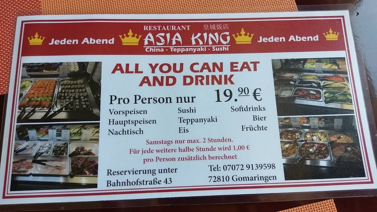 Speisekarte von Asia King restaurant, Gomaringen, Bahnhofstraße 43