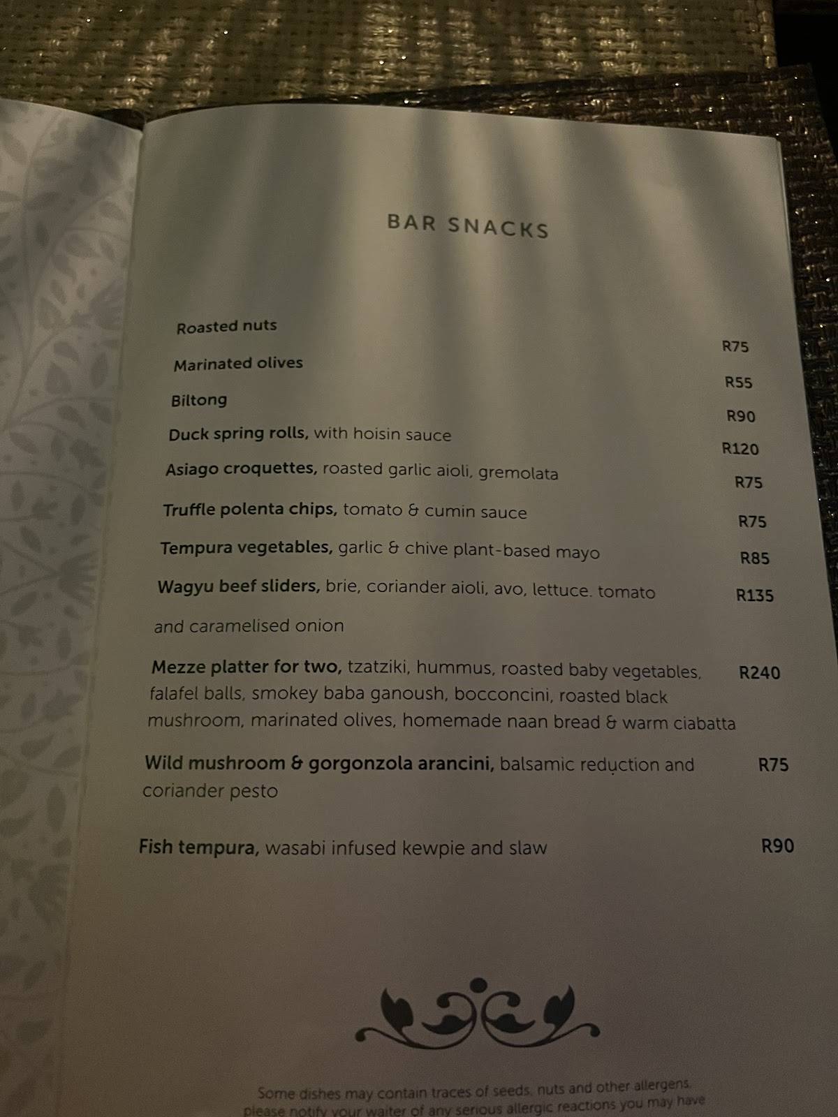 Menu at Asoka Restaurant, Bar and Lounge, Cape Town