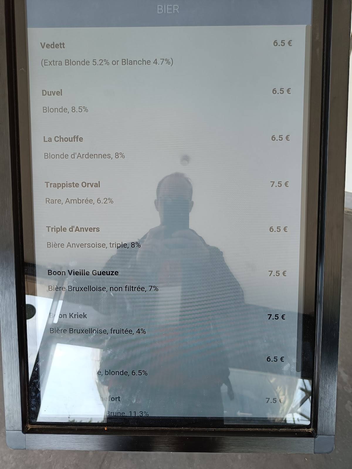 Menu at Atomium-Restaurant, Brussels