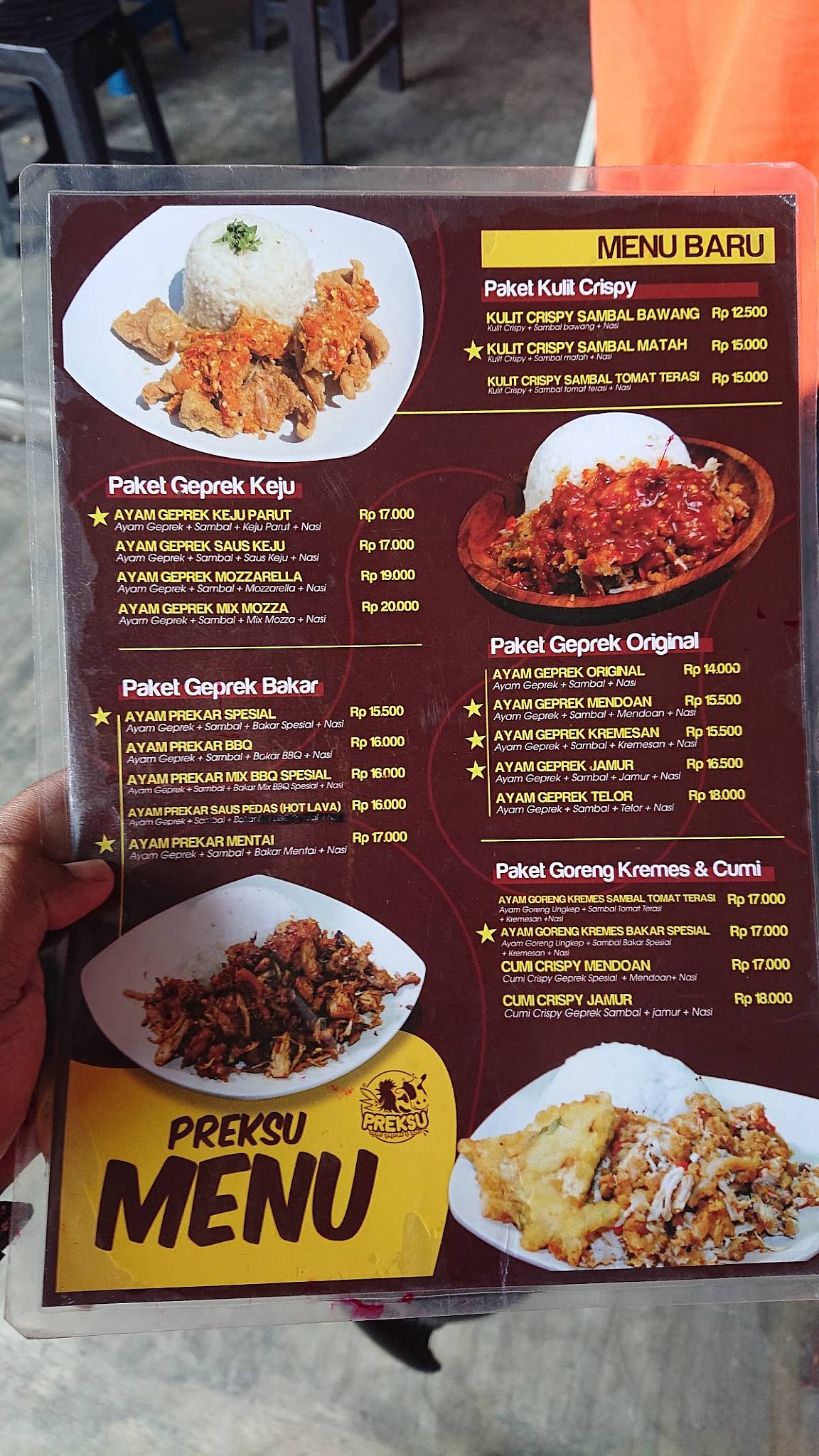 Carta del restaurante Ayam Geprek & Susu (Preksu) Godean, Banguntapan