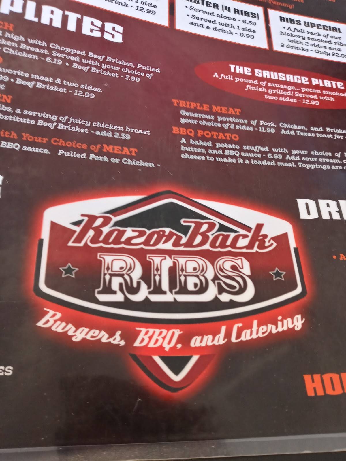 Menu at Carolyn’s RazorBack Ribs BBQ, Yellville
