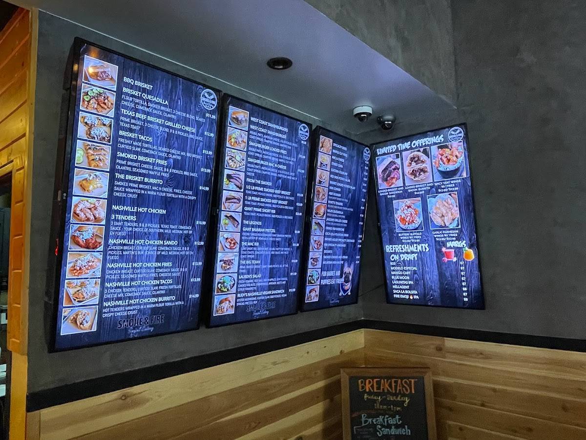 Menu at Smoke and Fire Social Eatery BBQ, Riverside