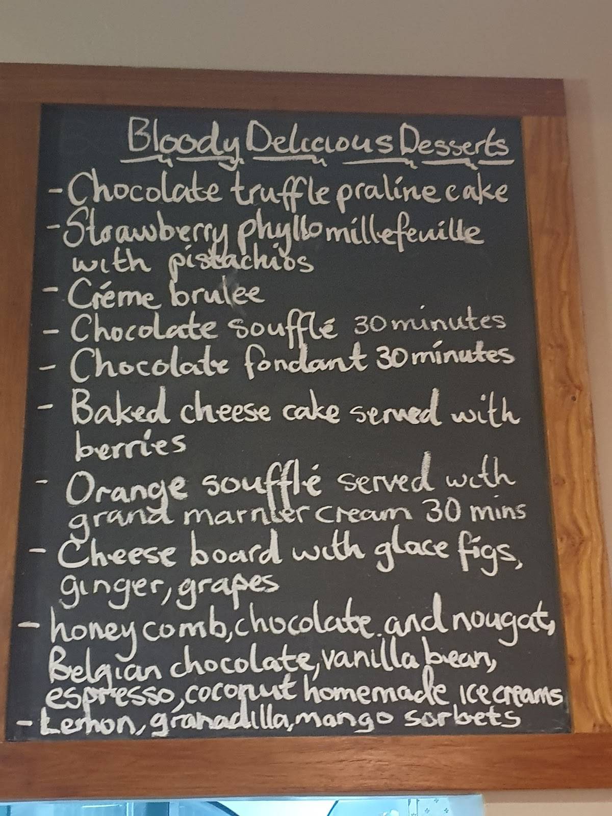 Menu at BELLAGIO restaurant, Johannesburg, Unit 1