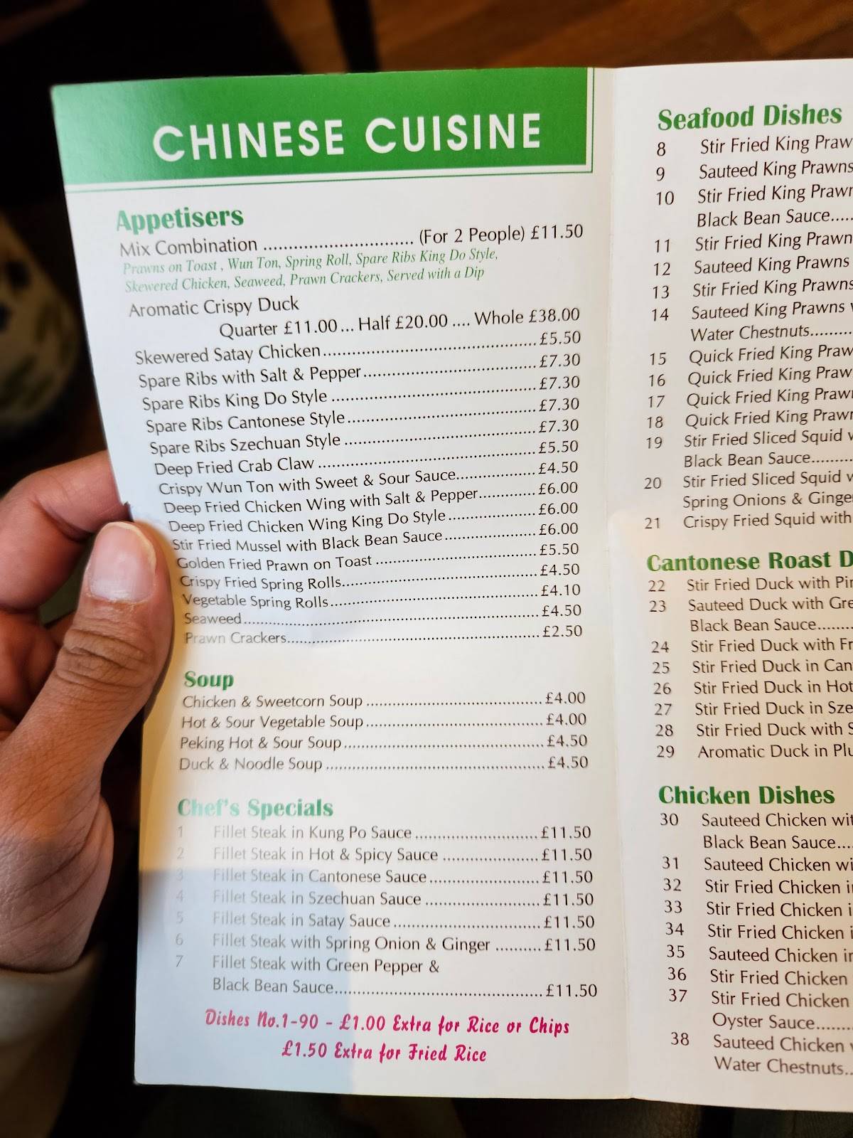 Menu at Bamboo Chinese & Thai Restaurant, Cockermouth