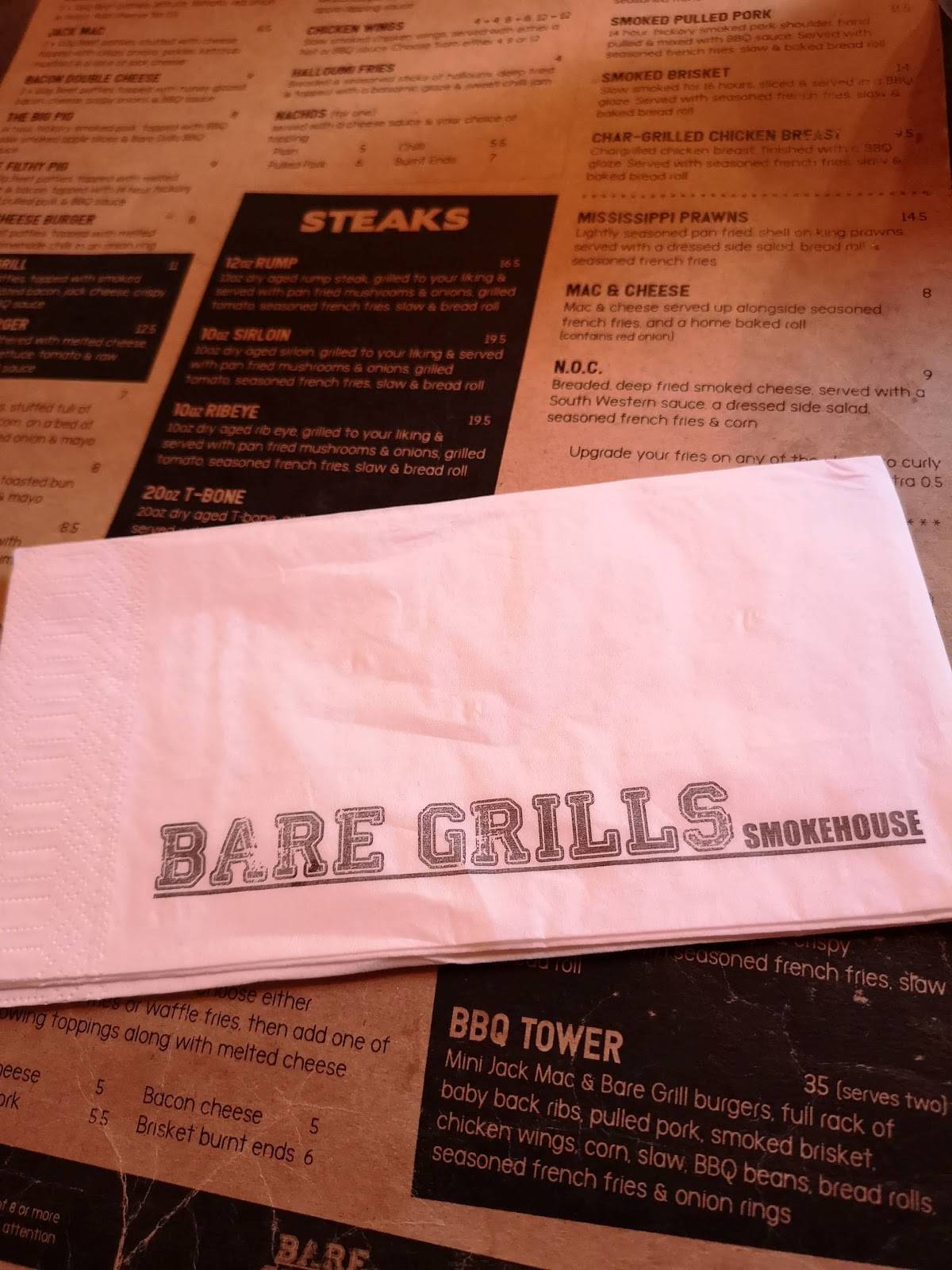 Menu at Bare Grills, Weston-super-Mare