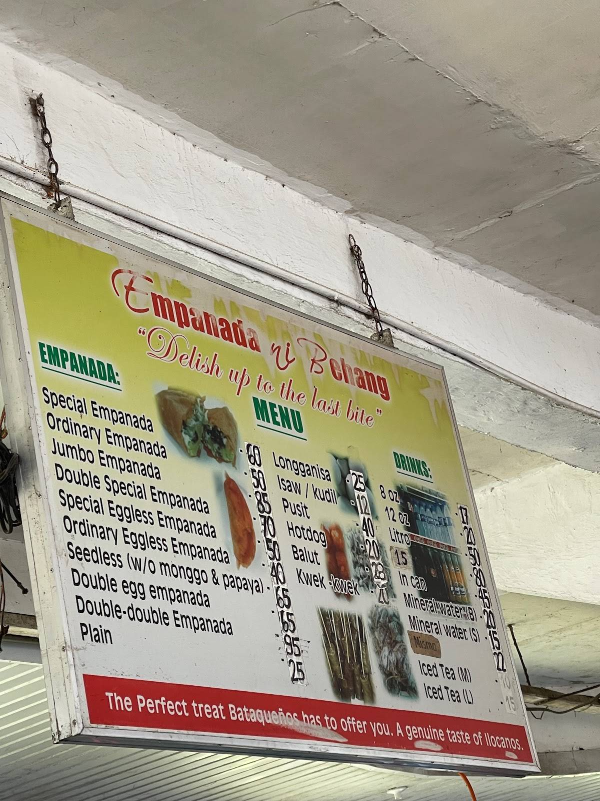 Menu at Batac Riverside Empanadaan restaurant, Batac