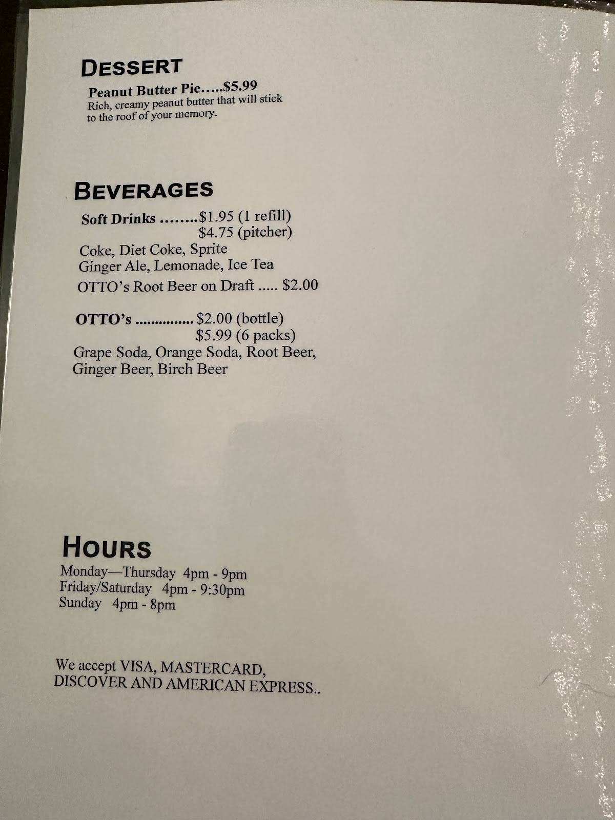 Menu at Hofbrau pizzeria, Bellefonte