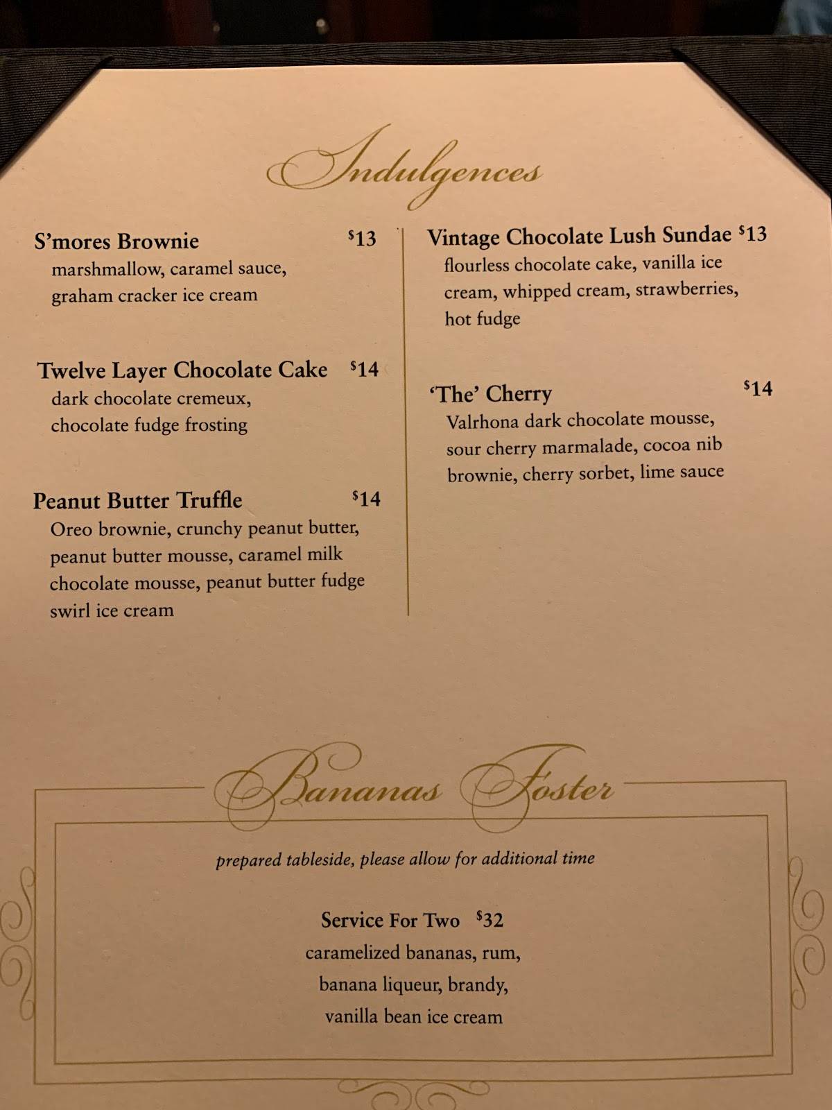 Menu at Bern's Steak House steakhouse, Tampa, 1208 S Howard Ave