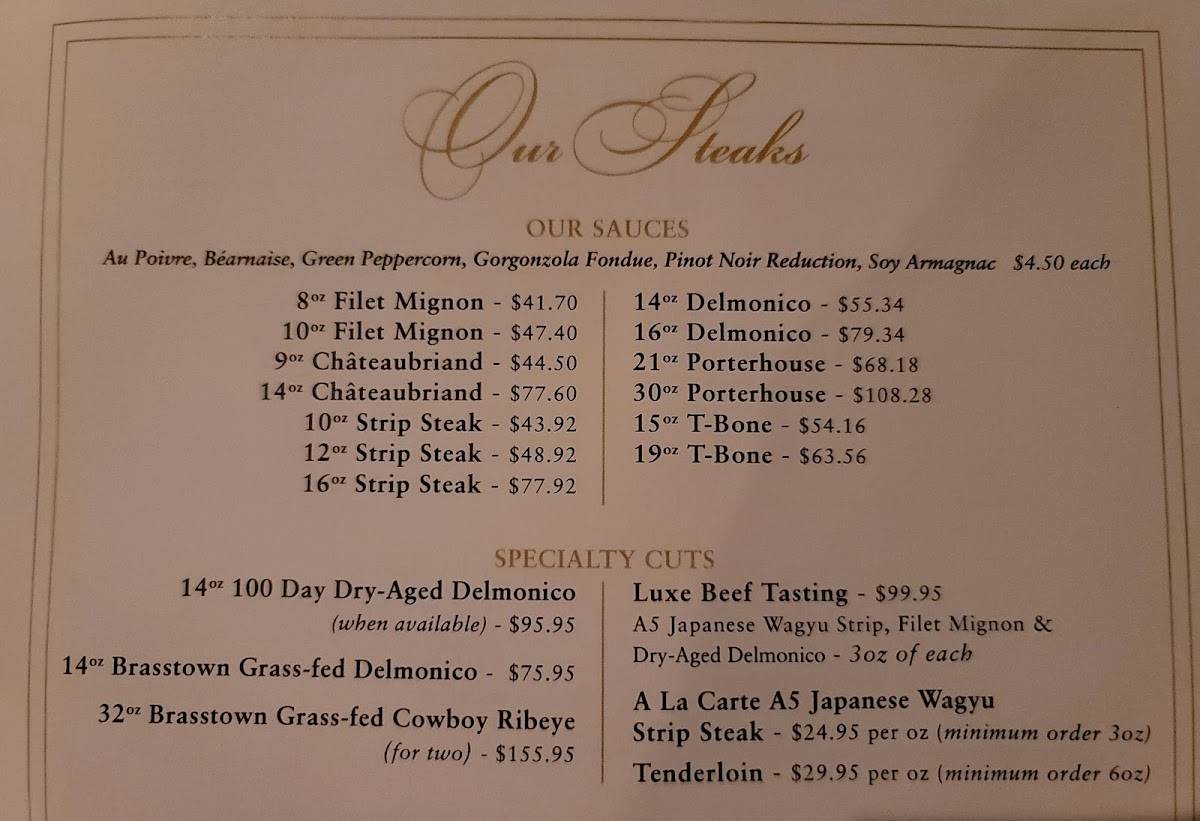 Menu at Bern's Steak House steakhouse, Tampa, 1208 S Howard Ave