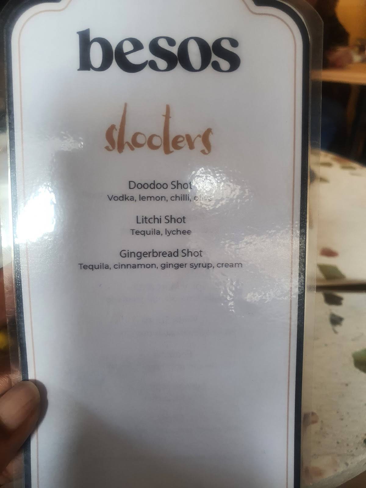 Menu at Besos Restaurant, Randburg
