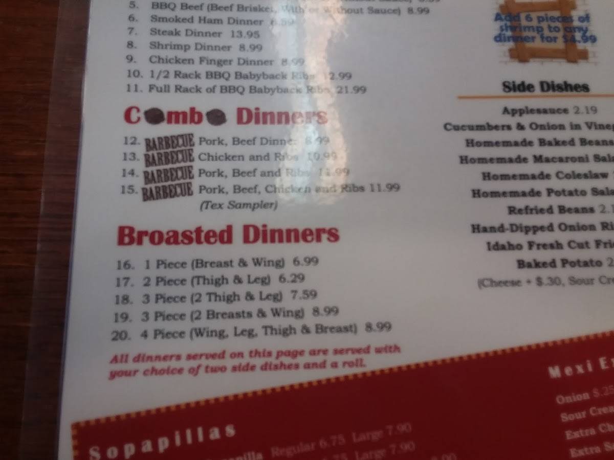 Menu at Bill's Real Pit BBQ, North Zanesville