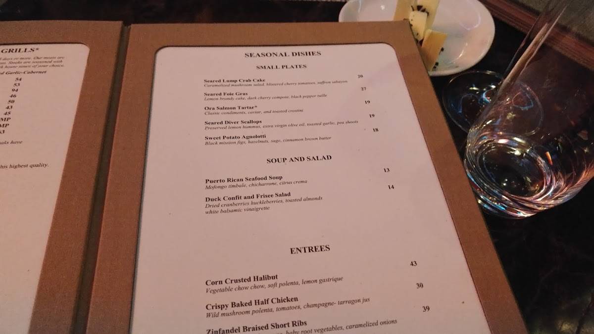 Menu at Bimini Steakhouse, Reno