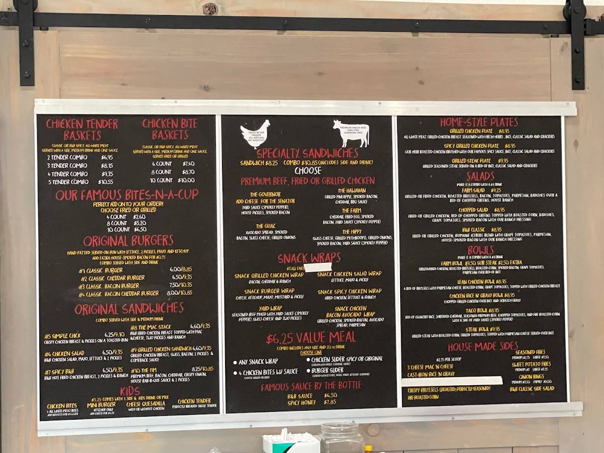 Menu at Birds and Burgers restaurant, Alabaster