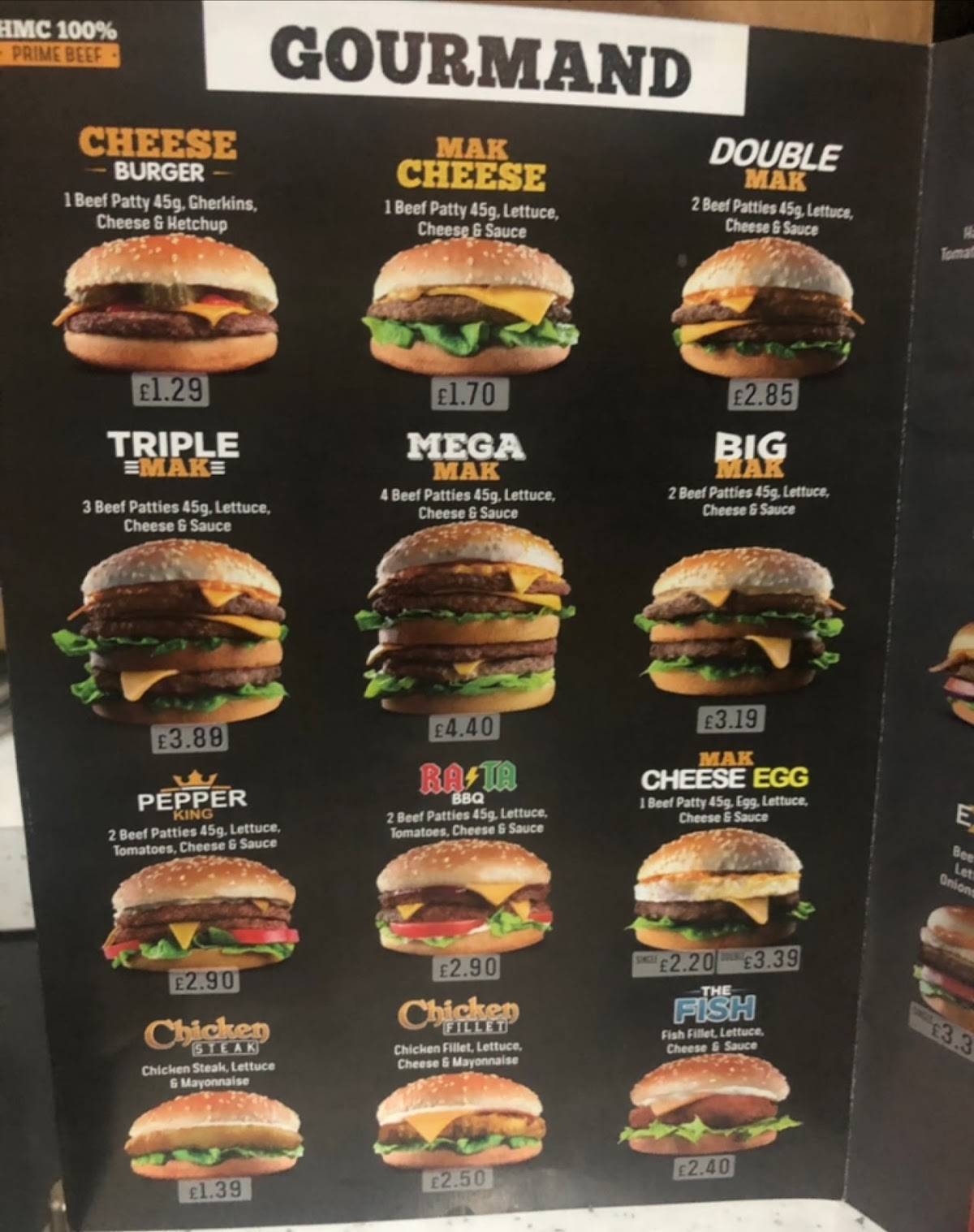 Menu at M.A.K Halal pizzeria, Birmingham, 10 Muntz St