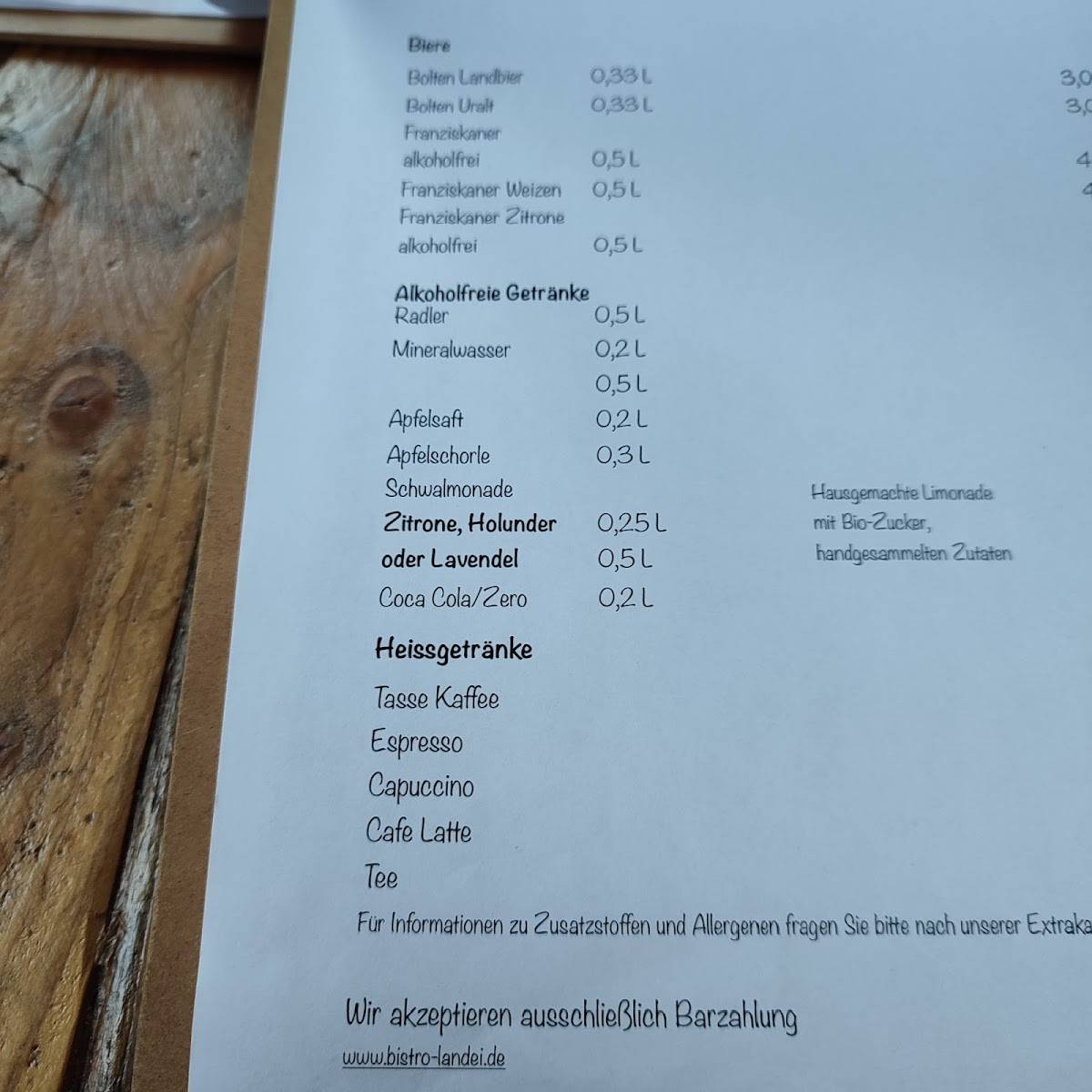 Speisekarte von Bistro Cafe Landei, Niederkrüchten