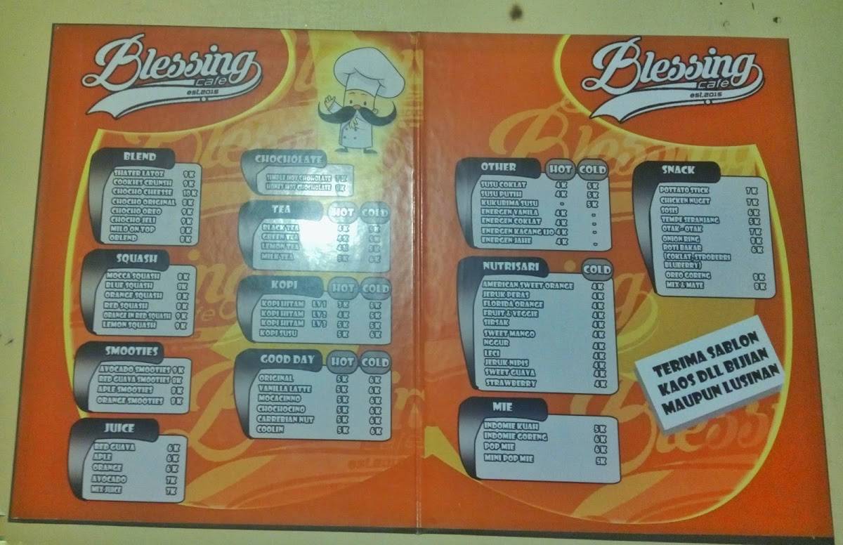 Carta de Blessing Cafe, Ponorogo, 4FHV+47R