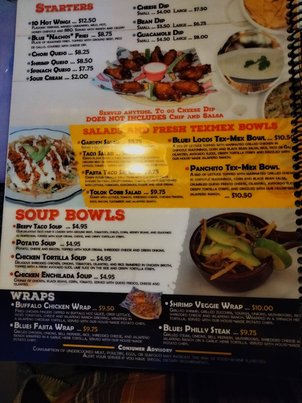 Menu at Blue Tolok Grill & Bar, Anderson