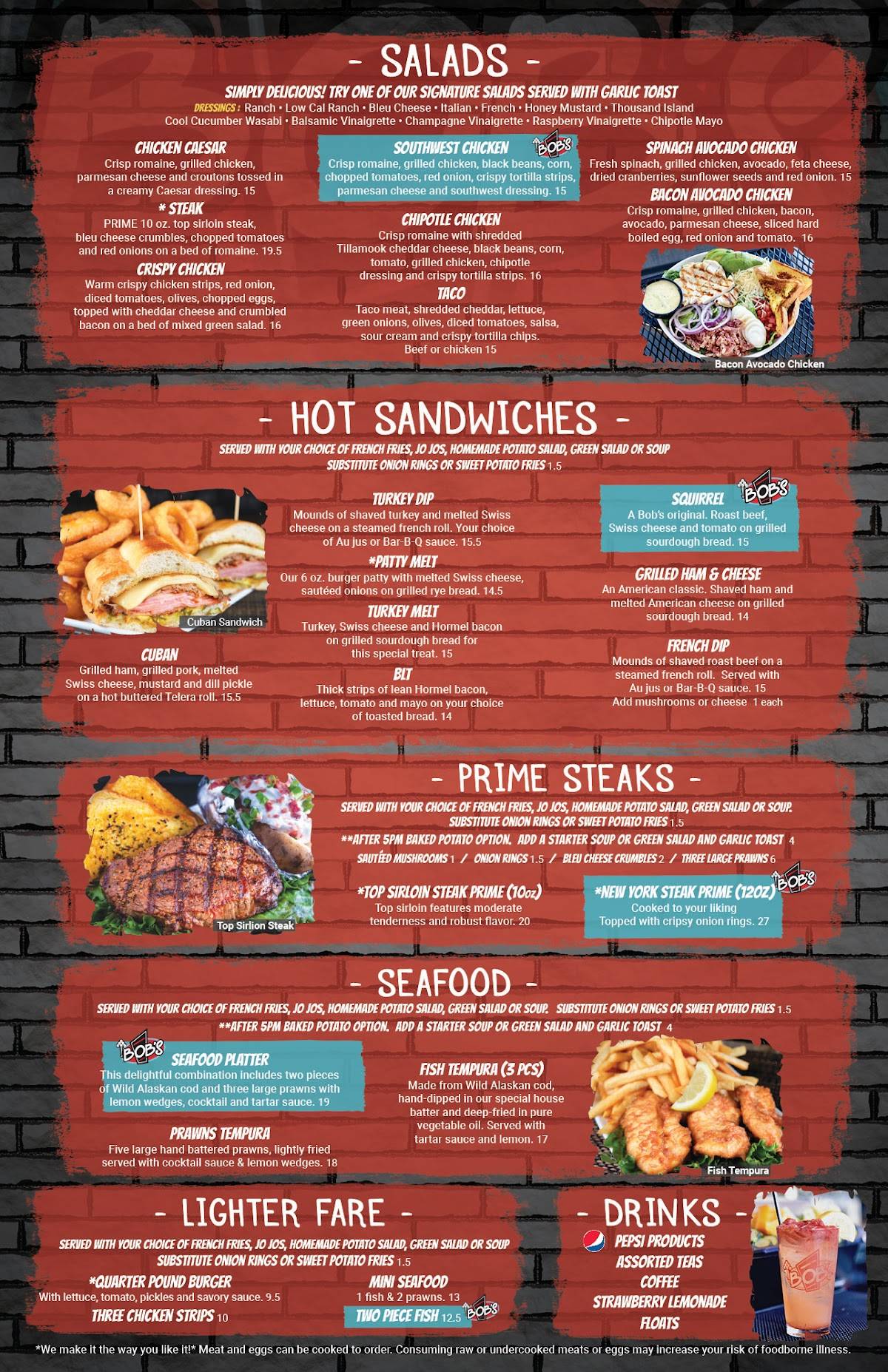 Menu at Bob's Burgers & Brew - Yakima restaurant, Yakima