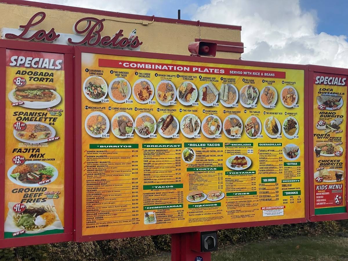 Menu at Los Betos restaurant, Boise, W State St