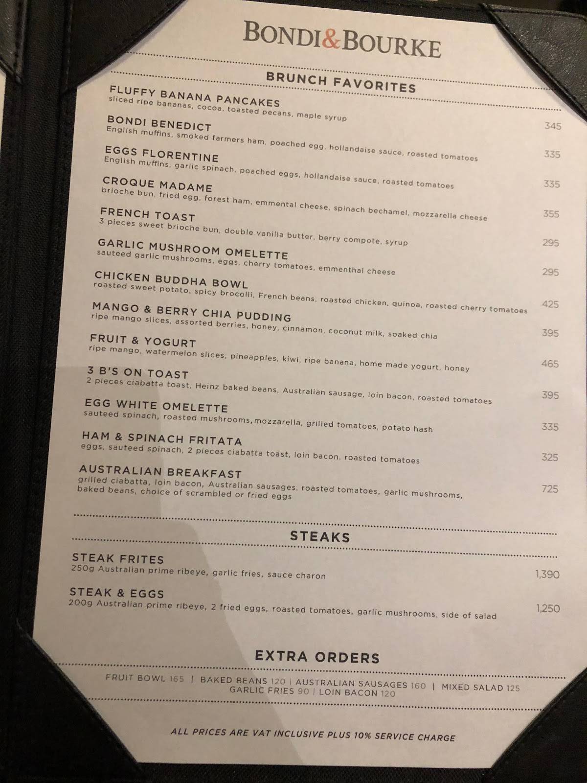Menu at Bondi&Bourke Davao restaurant, Davao City