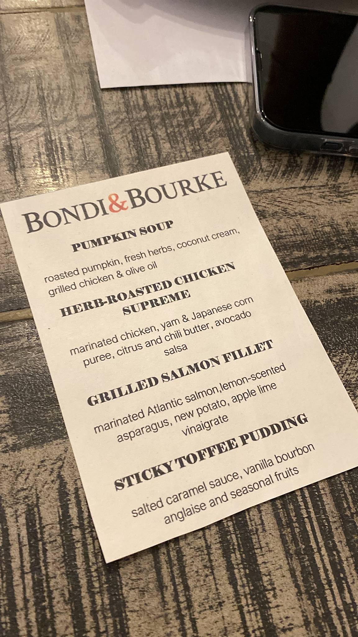 Menu at Bondi&Bourke Davao restaurant, Davao City