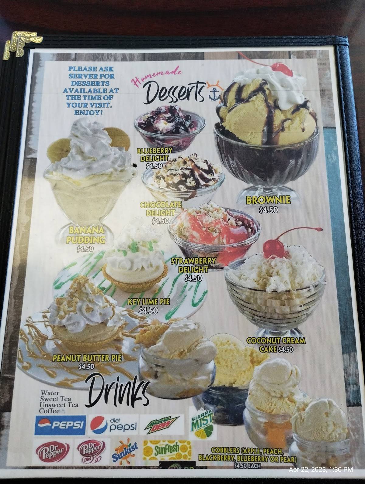 Menu at Castaway Seafood Restaurant, Bonifay
