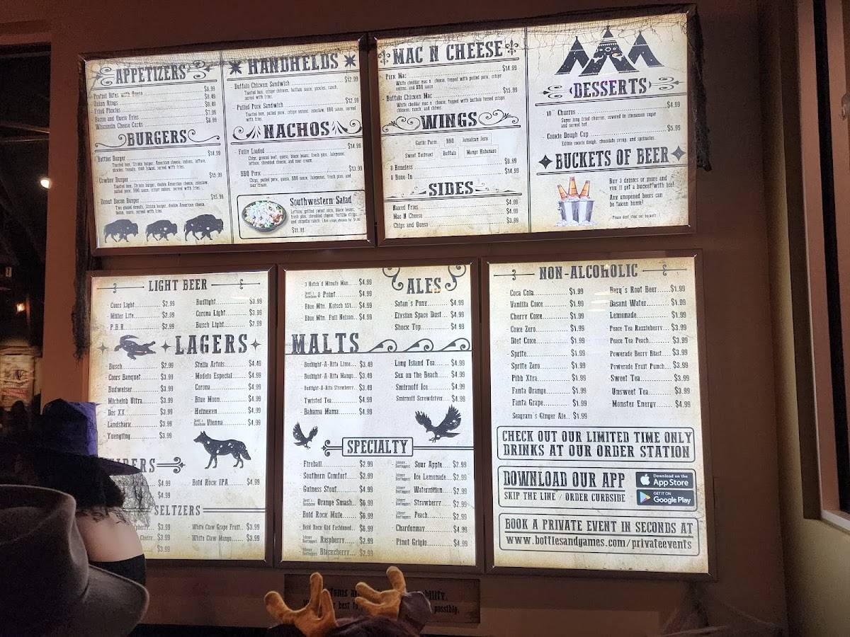 Menu at Bottles pub & bar, Waynesboro