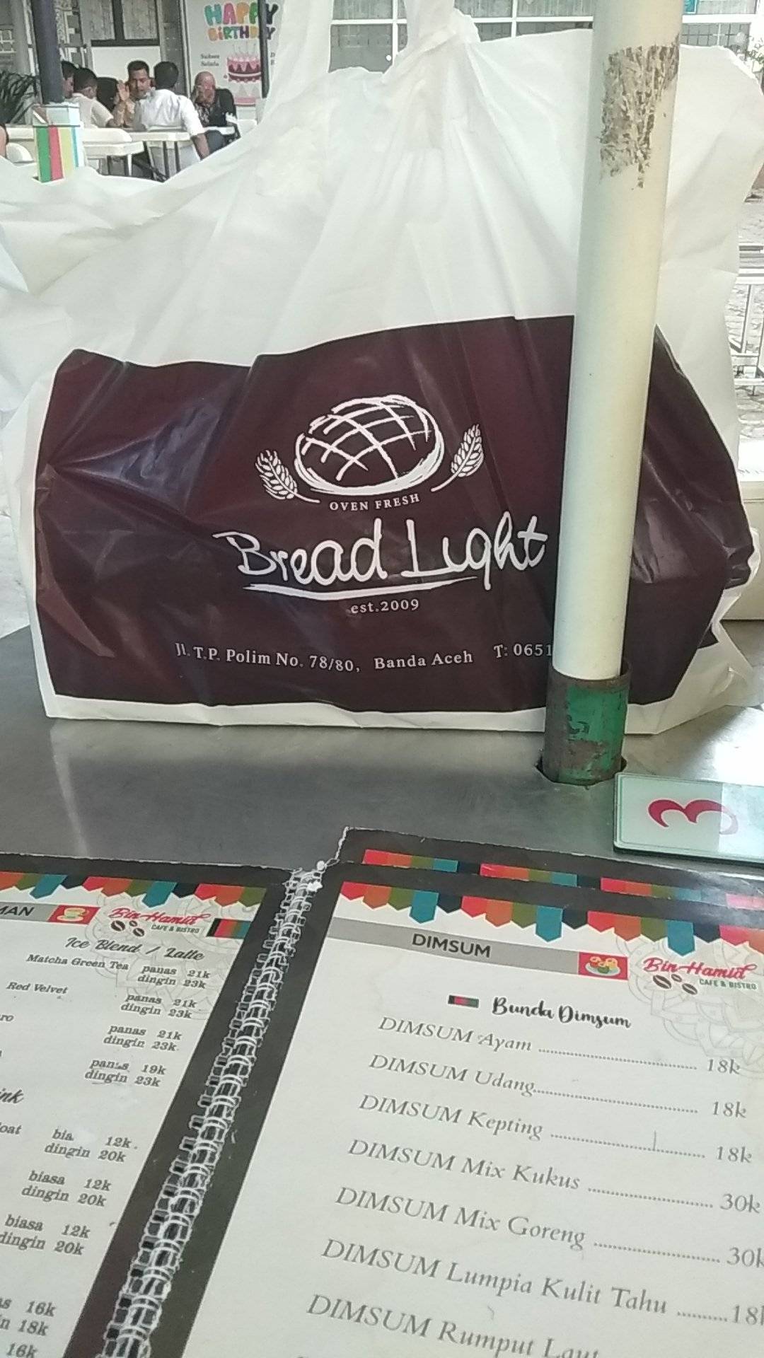 Menu at Bread Light, Banda Aceh