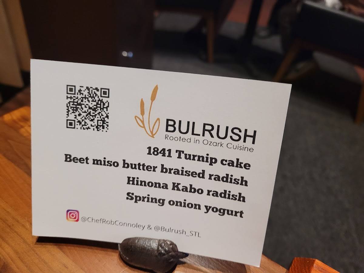Menu at Bulrush StL Restaurant, St. Louis