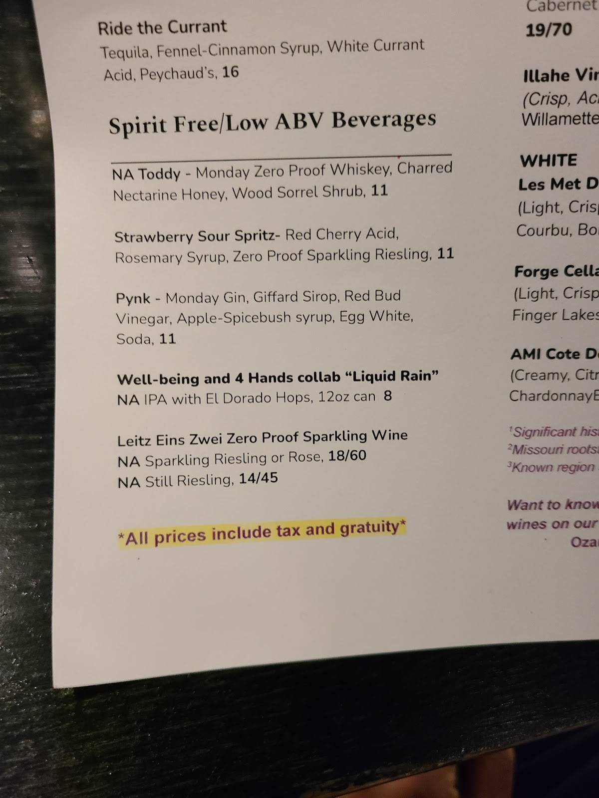 Menu at Bulrush StL Restaurant, St. Louis