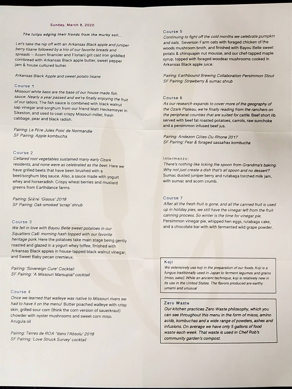 Menu at Bulrush StL Restaurant, St. Louis