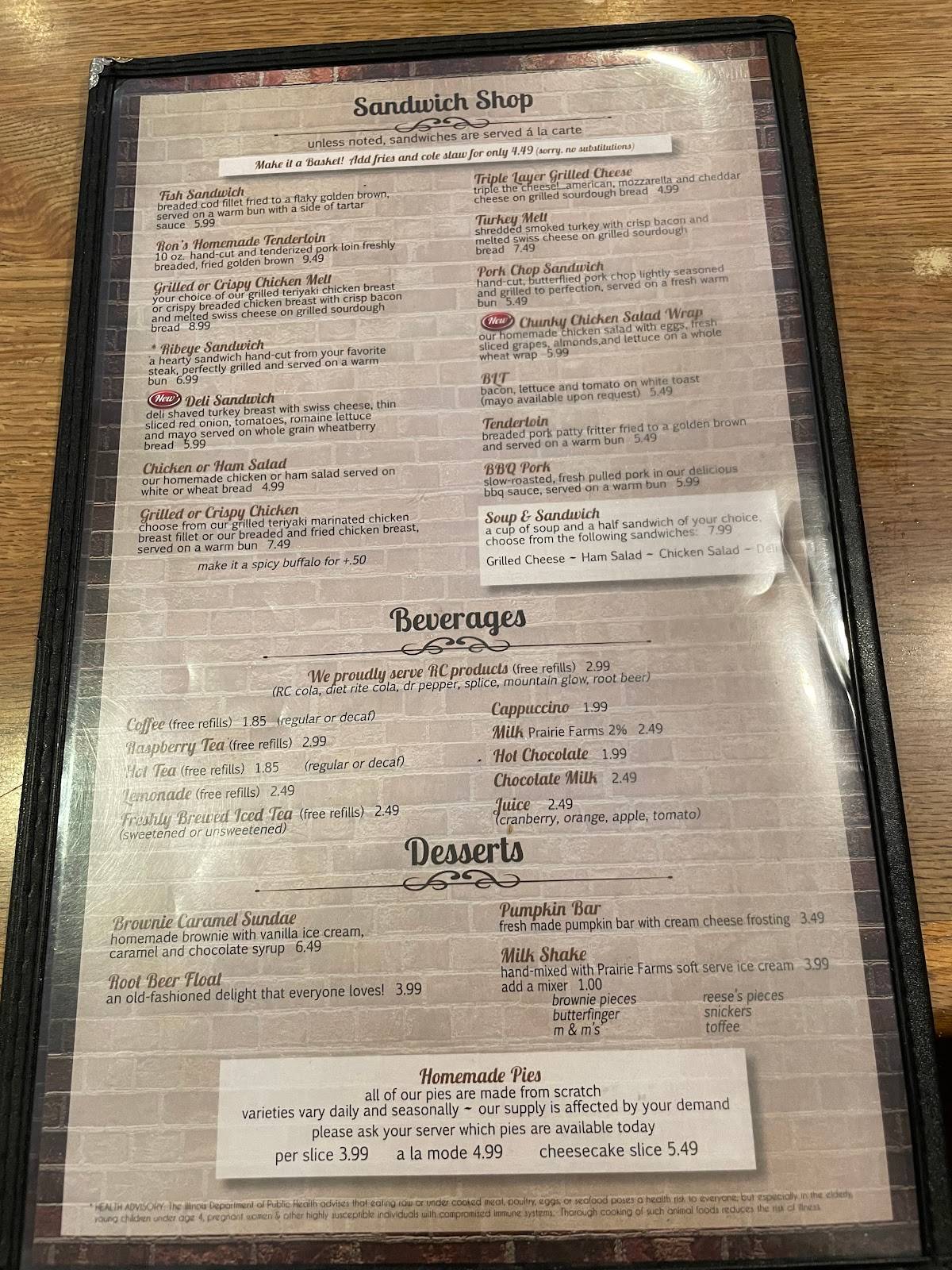 Menu at Busy Corner restaurant, Goodfield