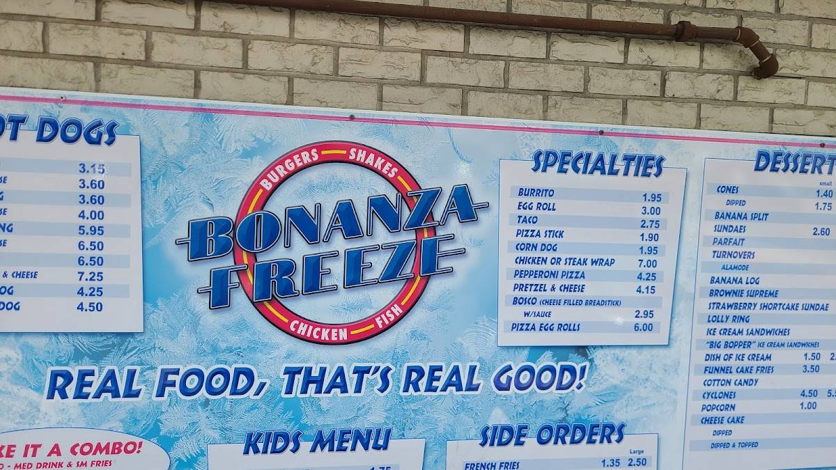 Menu at Bonanza Freeze restaurant, Butte