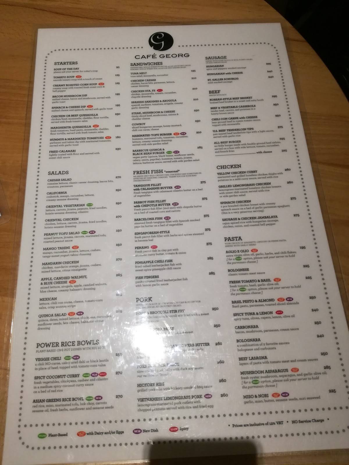 Menu at Cafe Georg, Cebu City, Ground Floor MLD Building