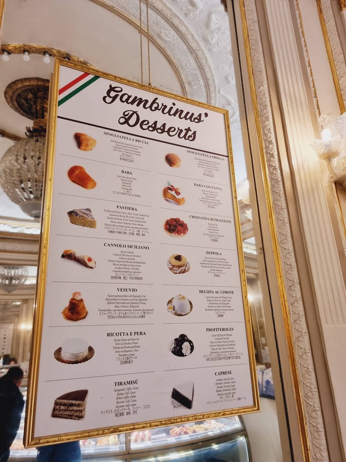 Menu da Gran Caffè Gambrinus caffè bar, Napoli, Via Chiaia