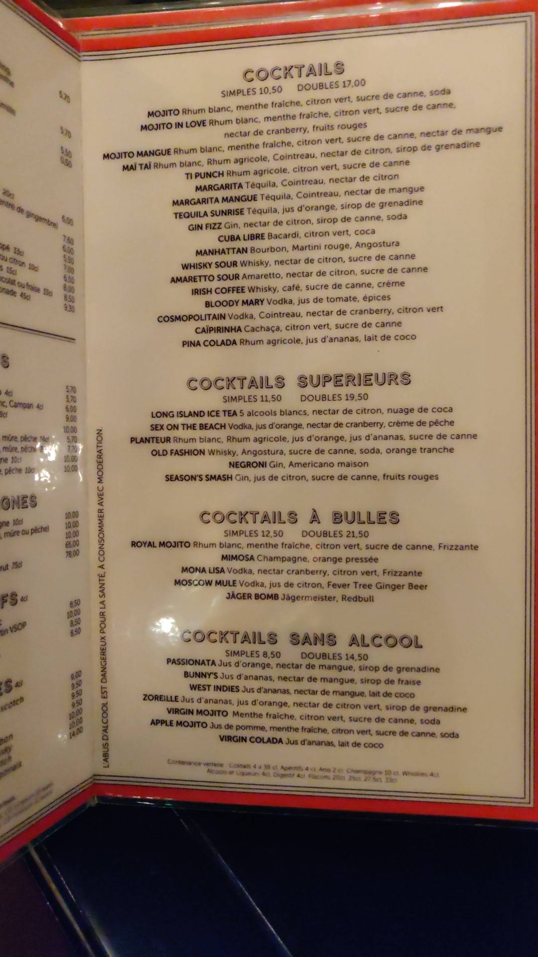 Menu at Café République, Paris, 9 Pl. de la République