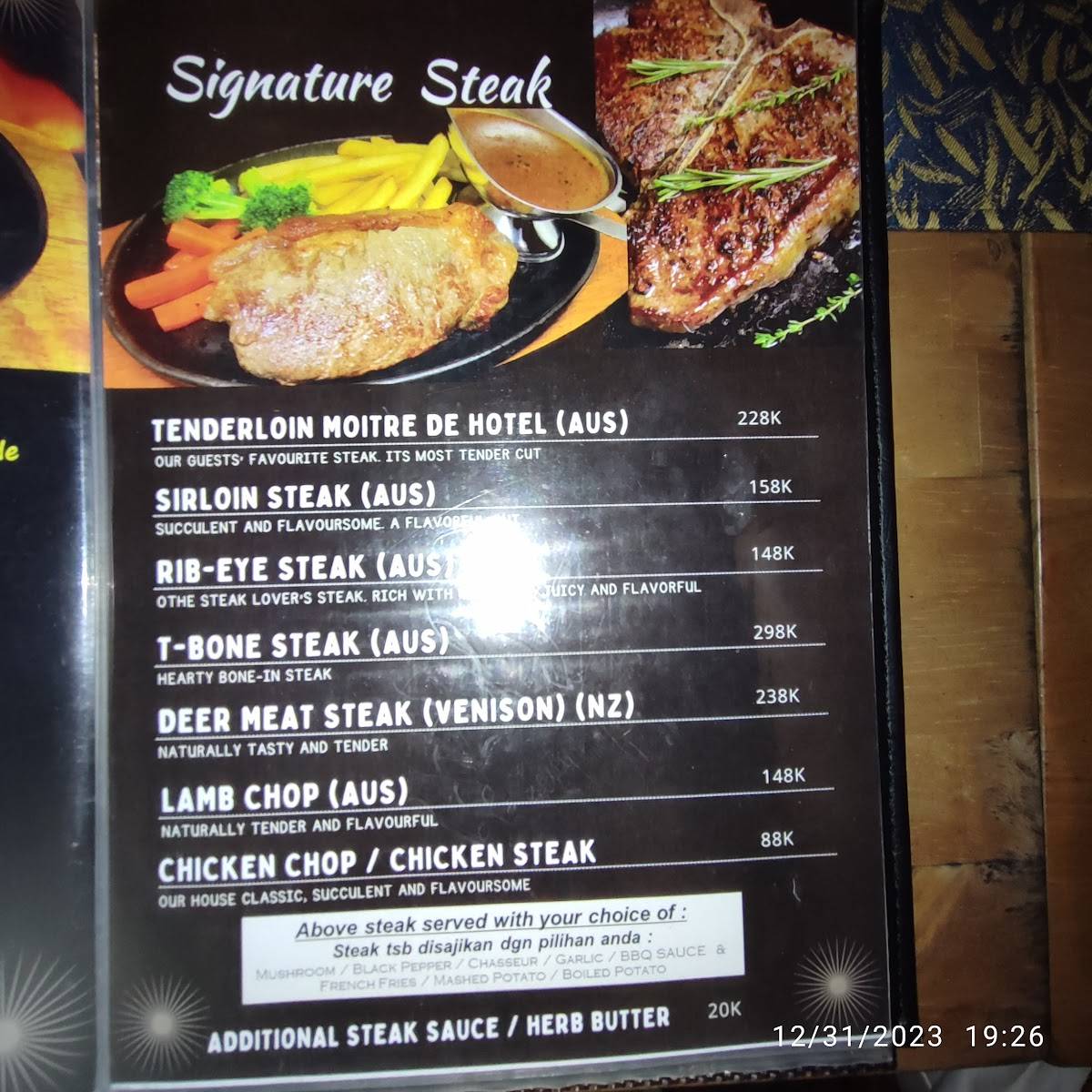 Menu at Teras Cafe, Batam