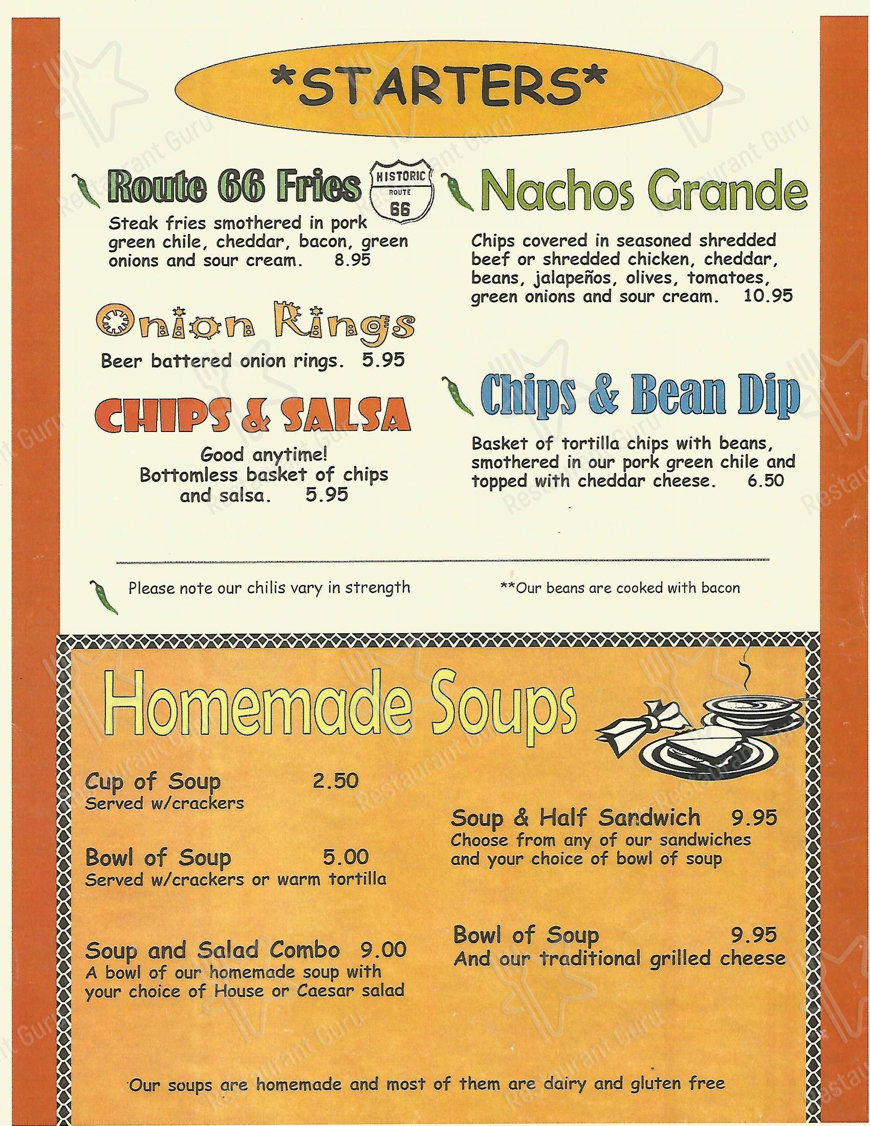 Menu at Camilla's Kaffe restaurant, Fruita