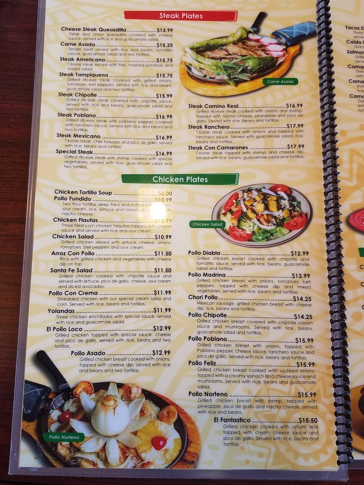 Menu at Camino Real Mexican Restaurant II, Syracuse
