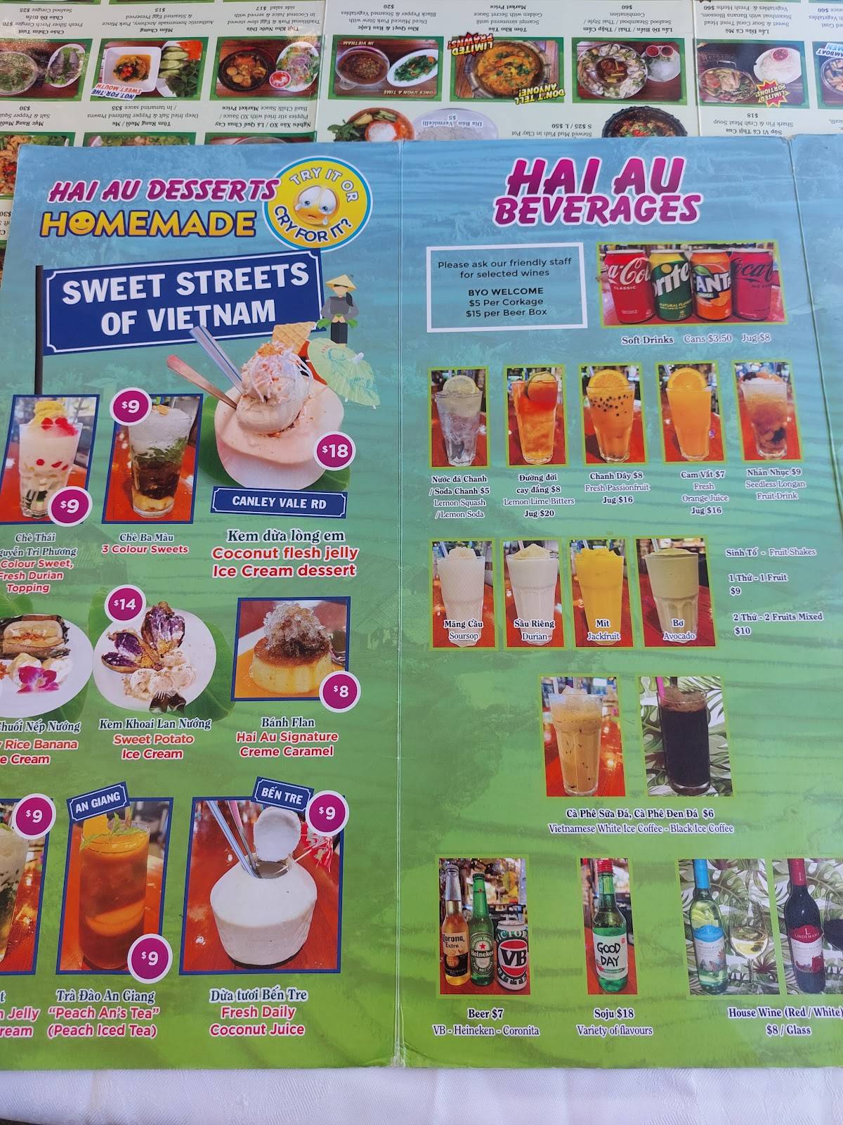 Menu at Hai Au Lang Nuong restaurant, Canley Vale
