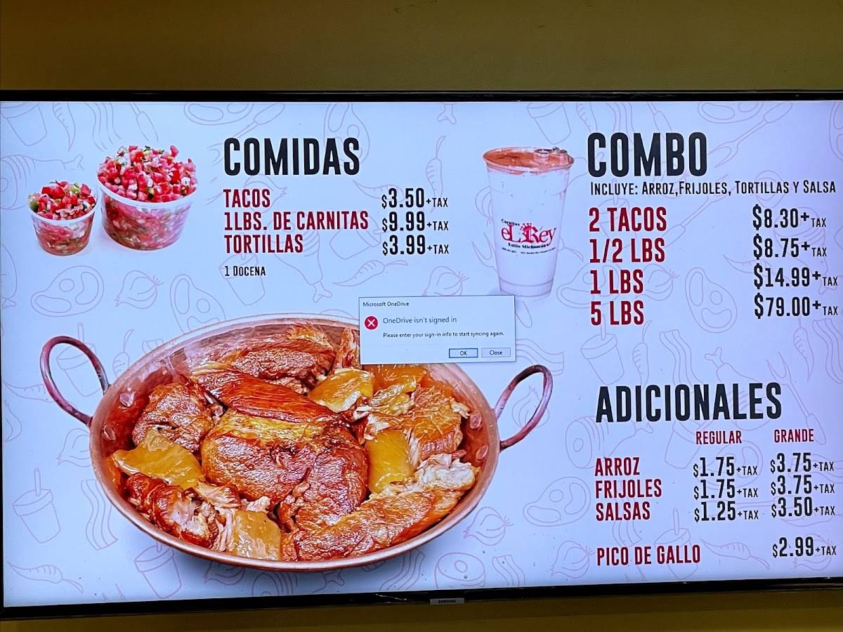 Menu at Carnitas Mi Rancho restaurant, Moorpark