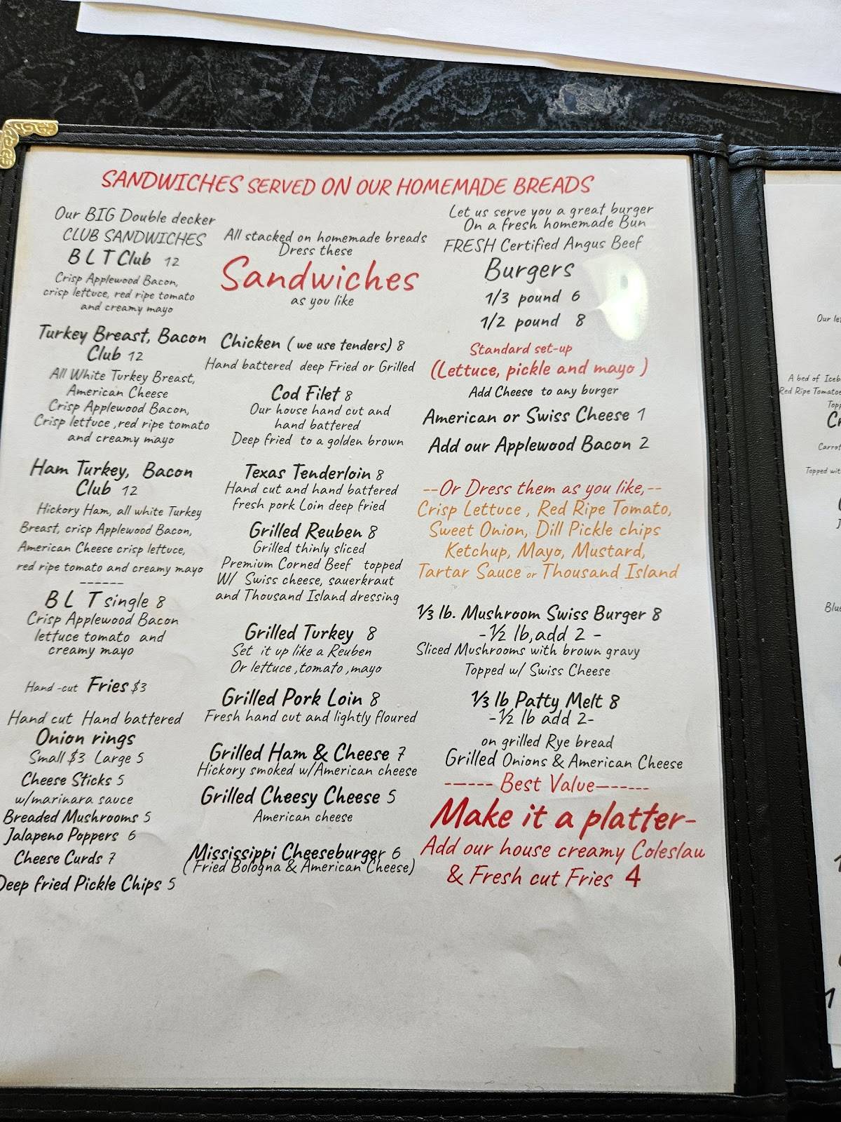 Menu at Carriage Inn Restaurant, Enon
