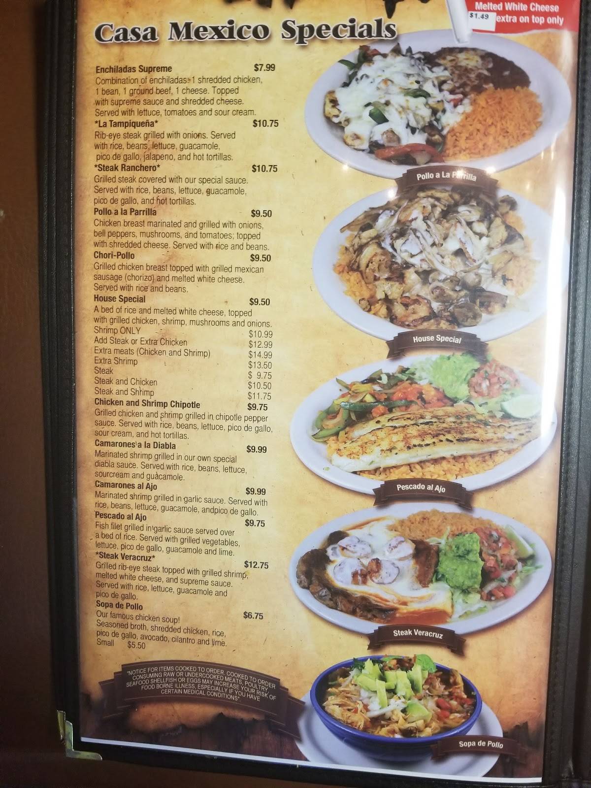Menu at Casa Mexico Restaurant LLC, Byron