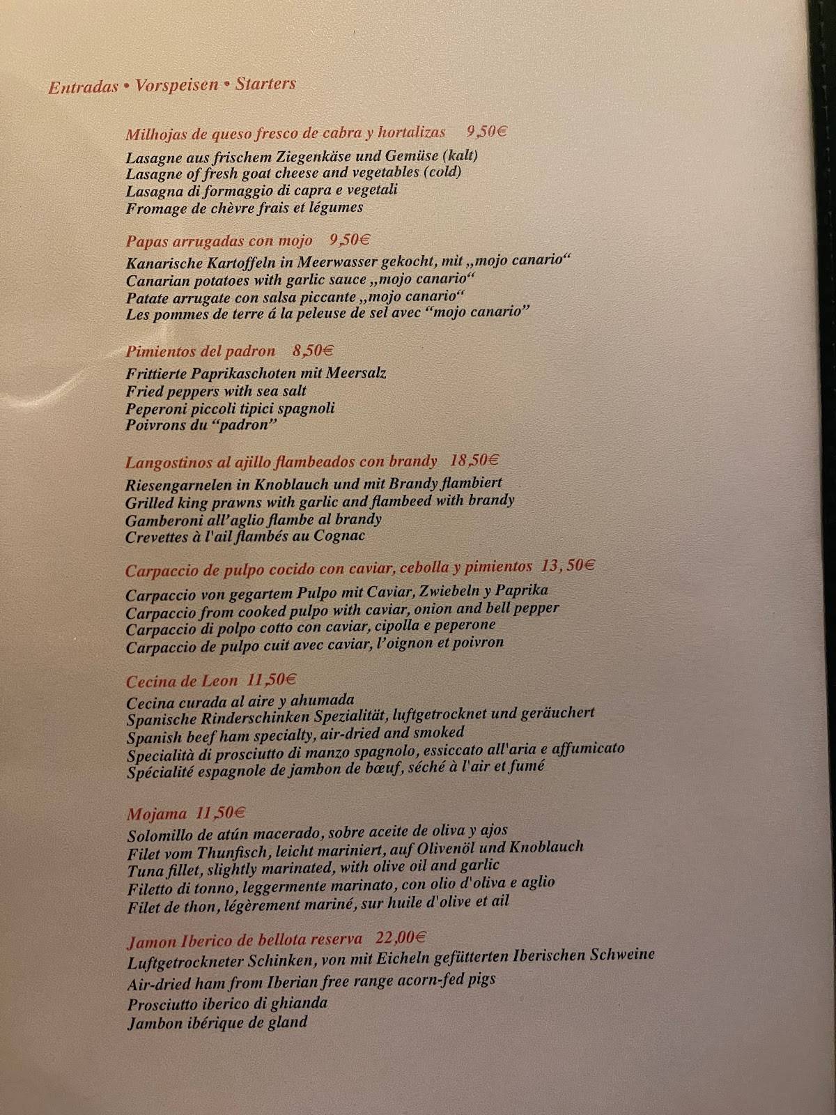 Menu at Casa Santa Maria - Restaurant, Betancuria, C. Juan Bethencourt